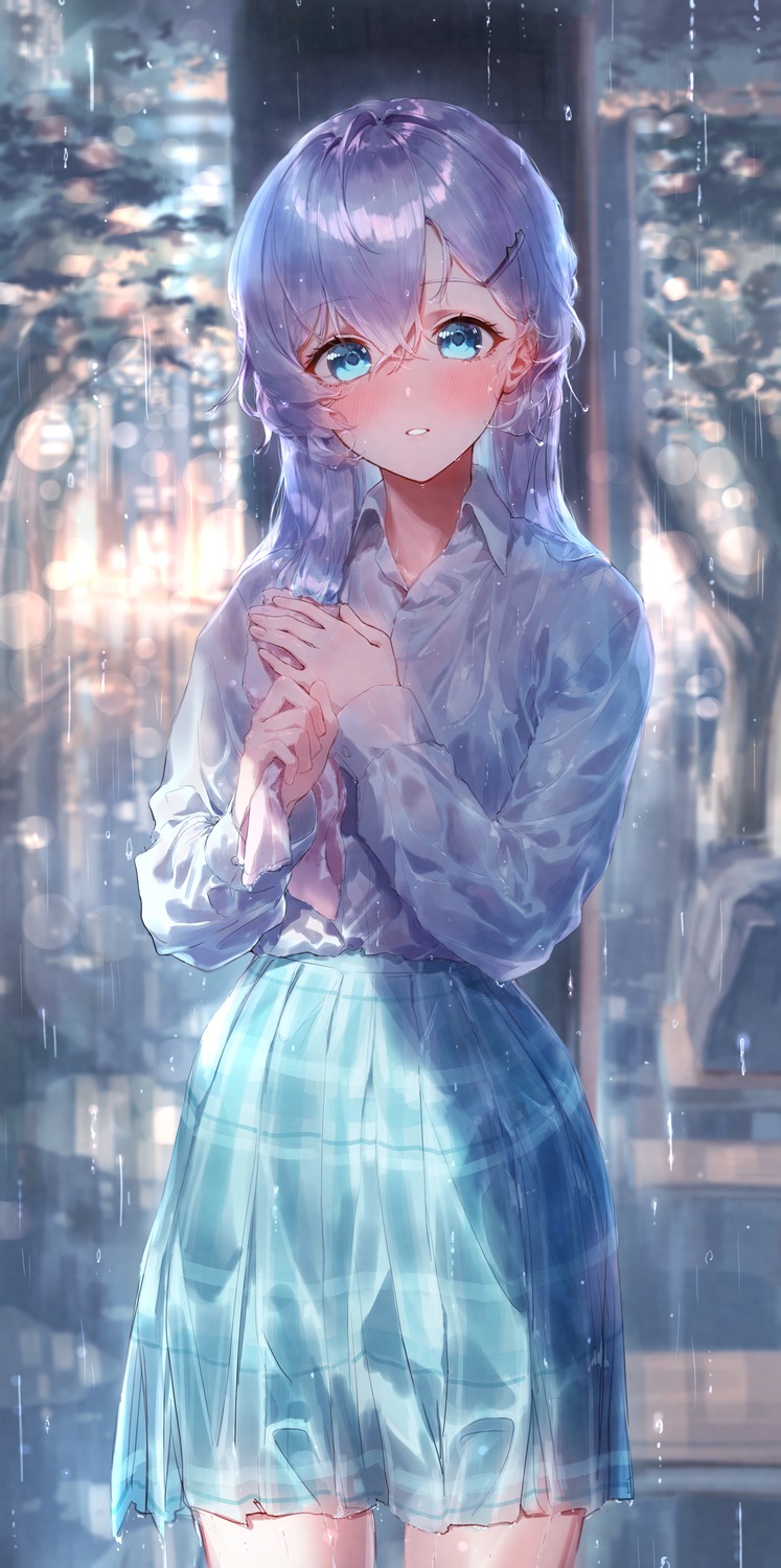 dentaku music see through seifuku wet clothes | #1123779 | yande.re